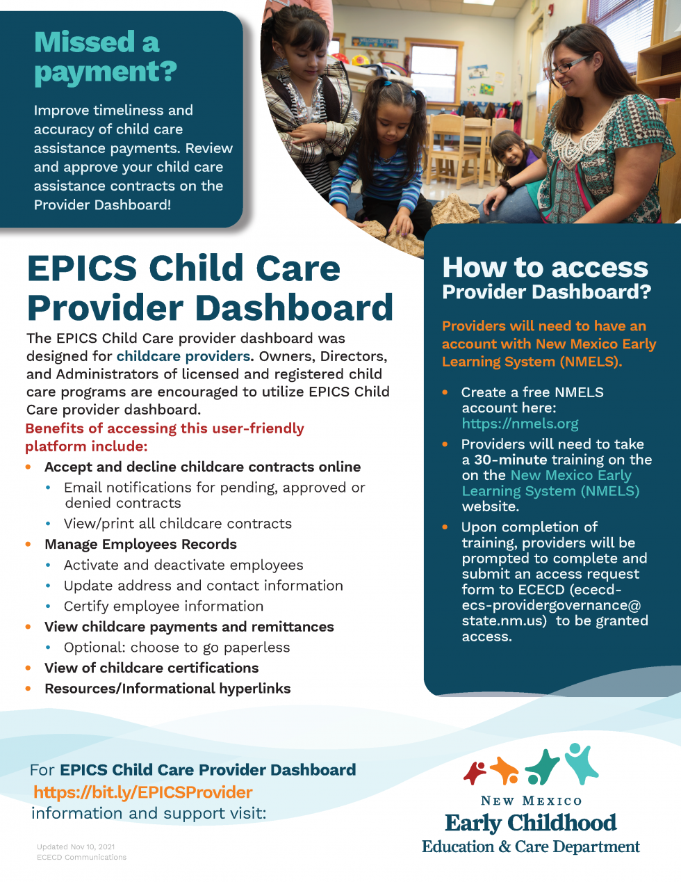 EPICS Child Care Provider Dashboard Information and Support | Early ...